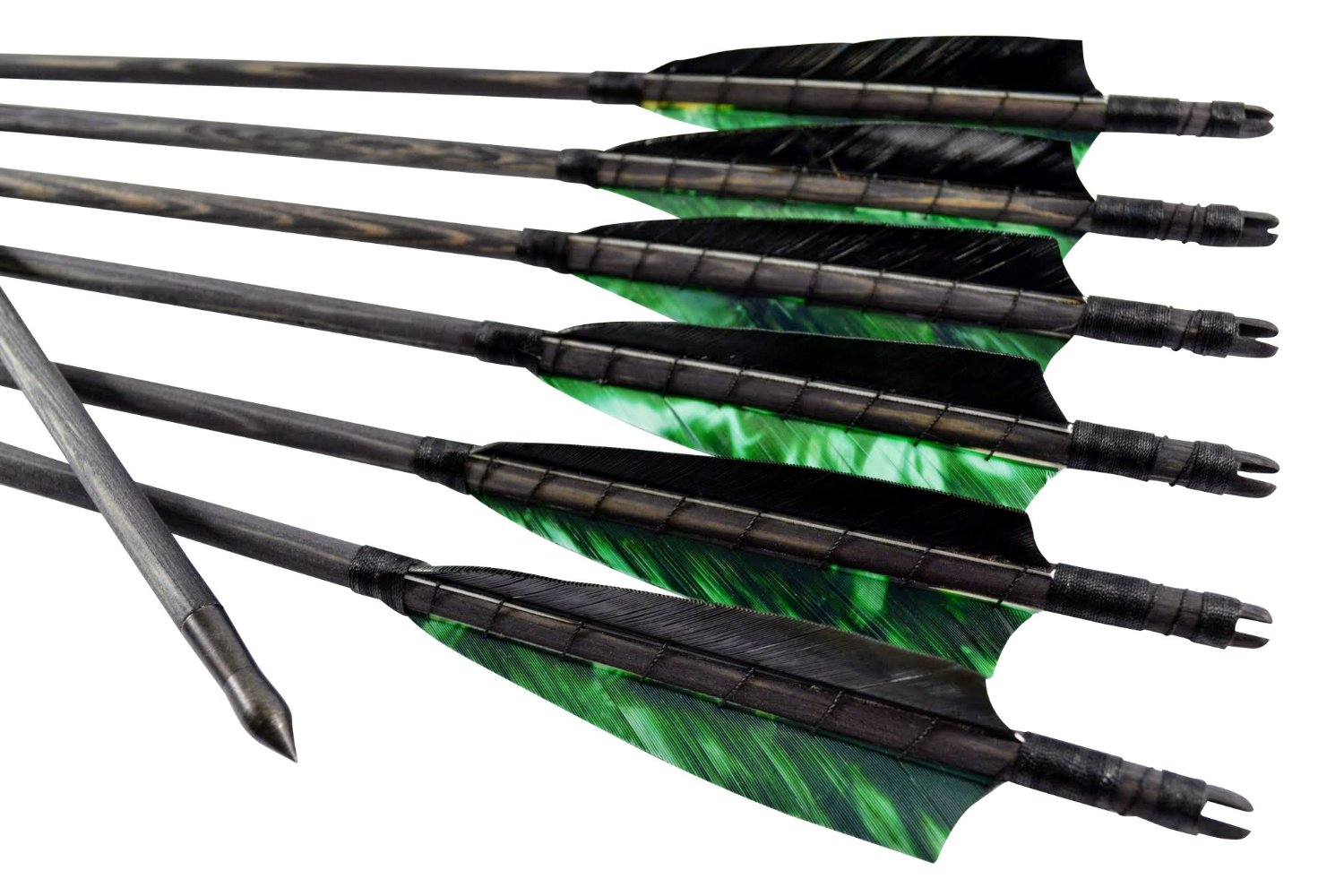 Pfeile Schwarze Traditionelle Holzpfeile Camo Leitfeder 6er Pack pfeile-schwarze-traditionelle-holzpfeile-camo-leitfeder-6er-pack
